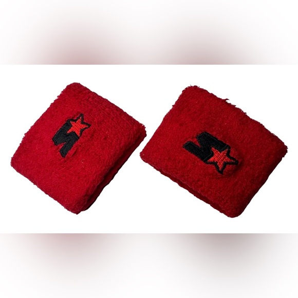 STARTER | Accessories | Starter Red Wristbands Terry Cloth Gym Wrist ...